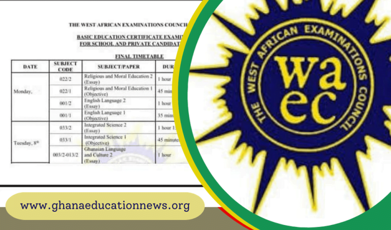 WAEC timetable for 2024 BECE (Projected Timetable) - Ghana Education News
